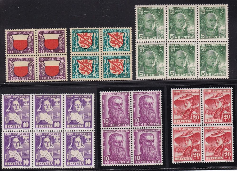 30 Pro Juventute Viererblocks ab 1928 (Gebraucht) in Münchwilen AG für CHF 18 – mit Lieferung ...