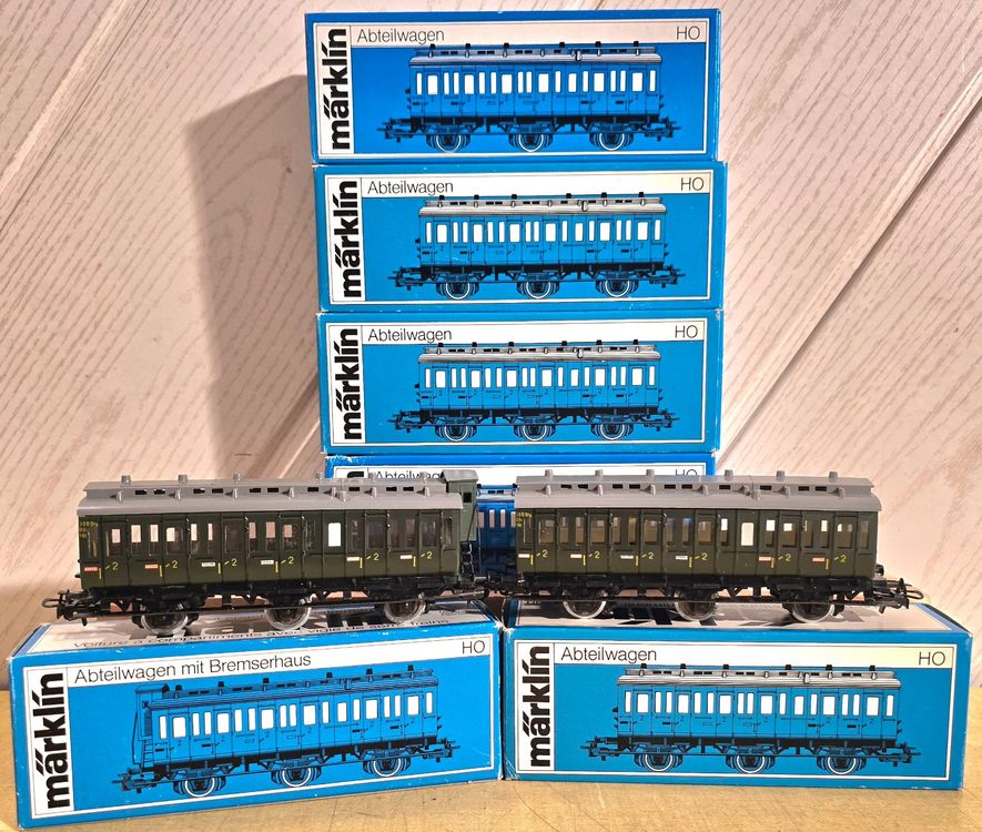 MÄRKLIN - 4004 + 4005 - 5 x Abteilwagen - 1 x mit Bremserhau | Kaufen ...