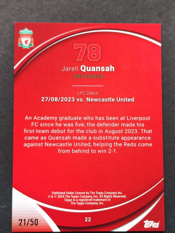 Jarell Quansah /50 Liverpool Team Set 23-24 neu Leverkusen (Gebraucht ...
