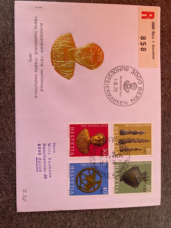 Briefmarken Pro Patria 1972 (set, gestempelt) (Gebraucht) in Siebnen für CHF 1 – mit Lieferung ...