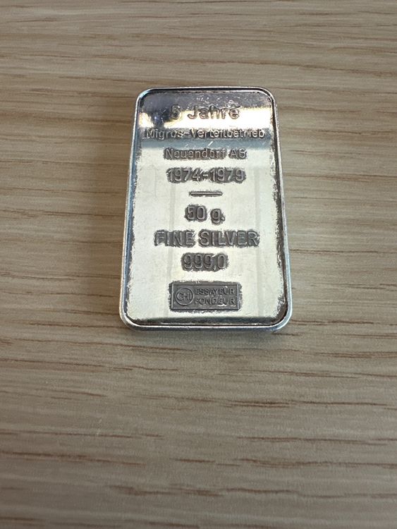 Silver lingot 50 g 999.0 Migros 5 jahre (Gebraucht) in Grand-Lancy für ...