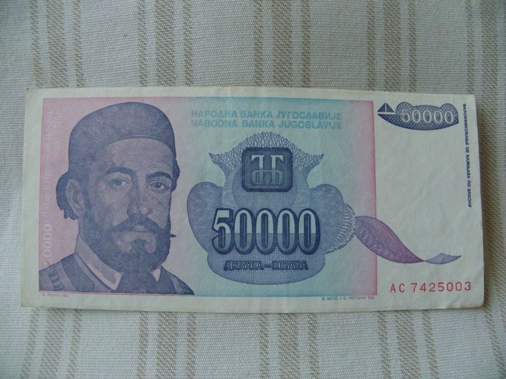 50'000 Dinar Banknote Jugoslawien 1993 - Seltenes Sammler... (Gebraucht) in Untersiggenthal für ...