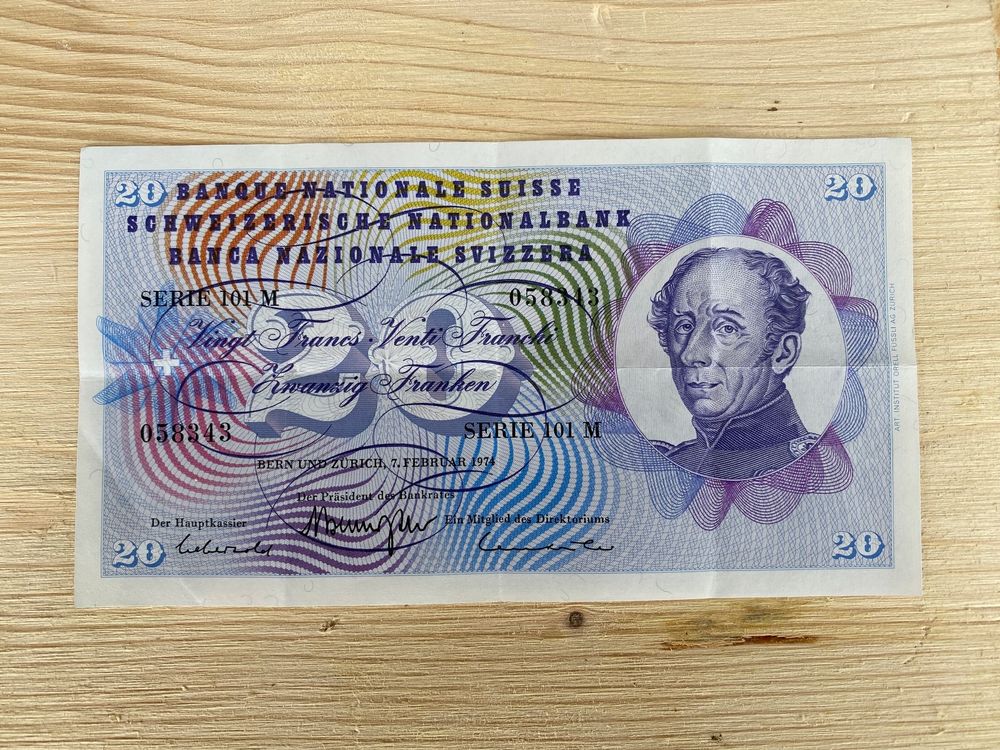 Banknote Schweiz CHF 20 1974 (Gebraucht) in Fischbach-Göslikon für CHF ...