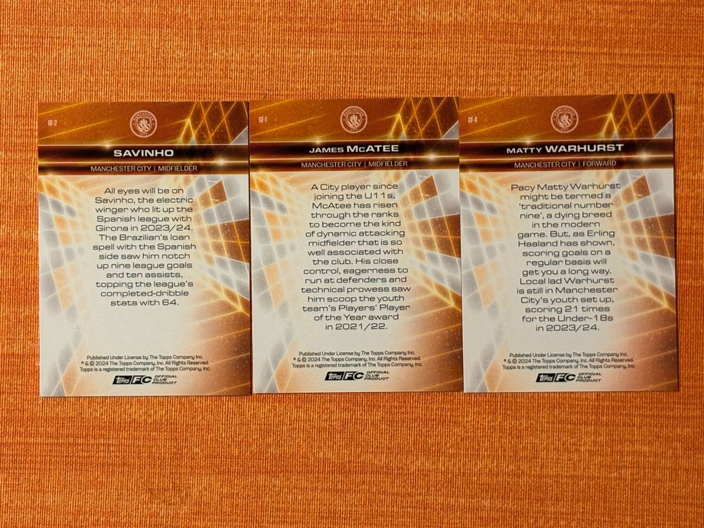 Golden Future Set x3 - Topps Manchester City Fan Set 24/25 (Neu (gemäss ...