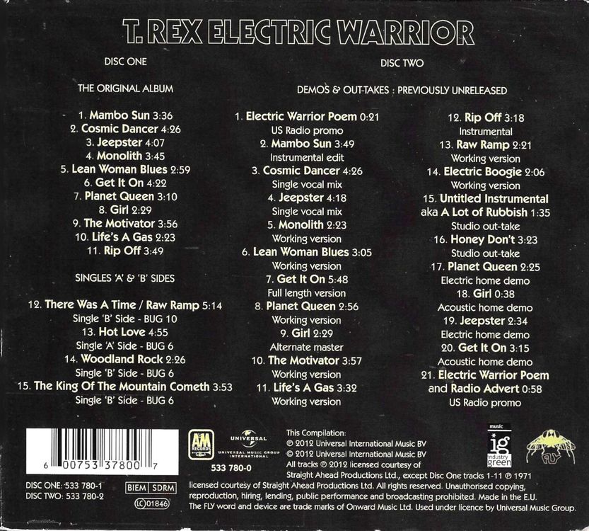 T. Rex 2 CD's Digipack Deluxe Edition - Electric Warrior (Gebraucht) in ...