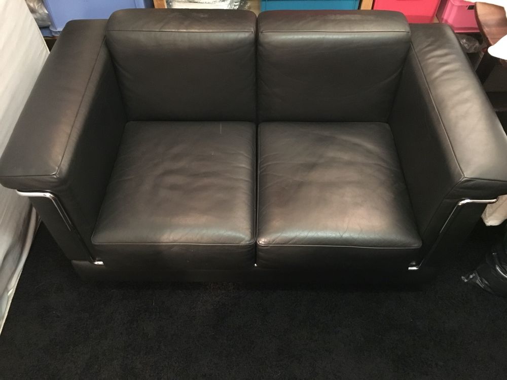2er Leder Sofa mit Hochglanz Stahlgestell Marke Züco | Kaufen auf Ricardo