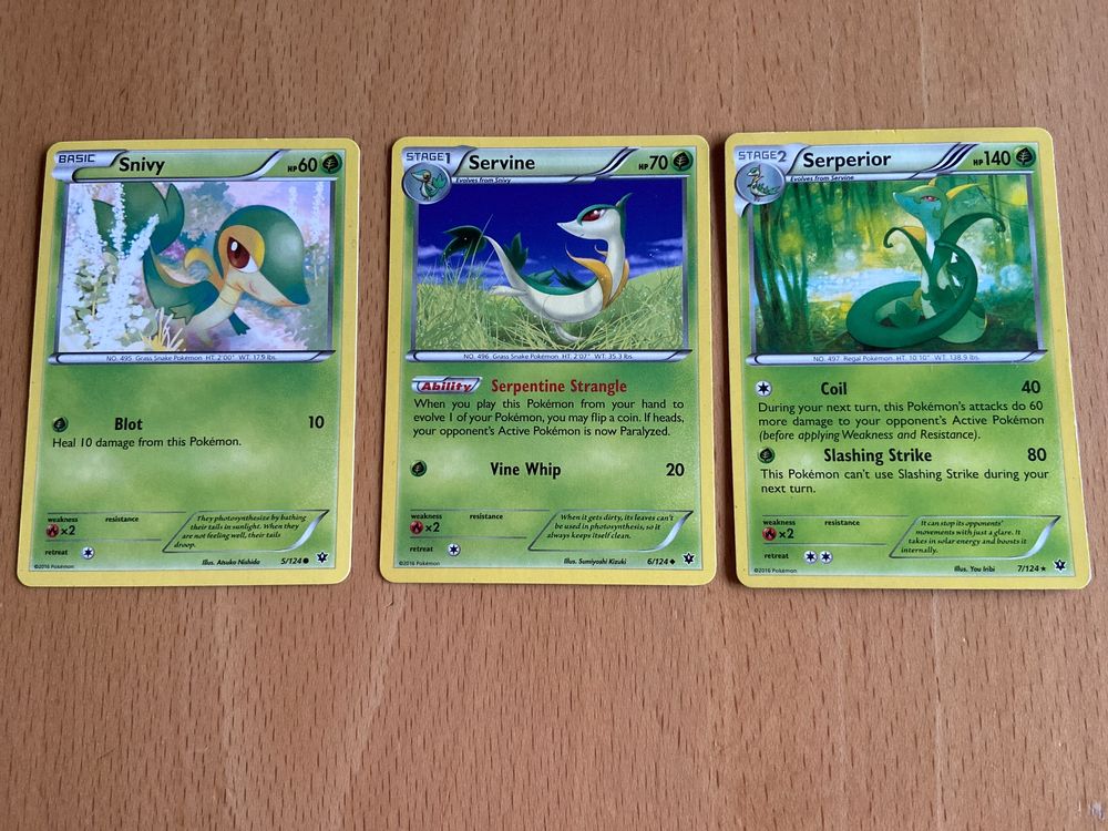 Pokémon Snivy Basic, Stage 1 und 2 Karte (Gebraucht) in Balsthal für ...