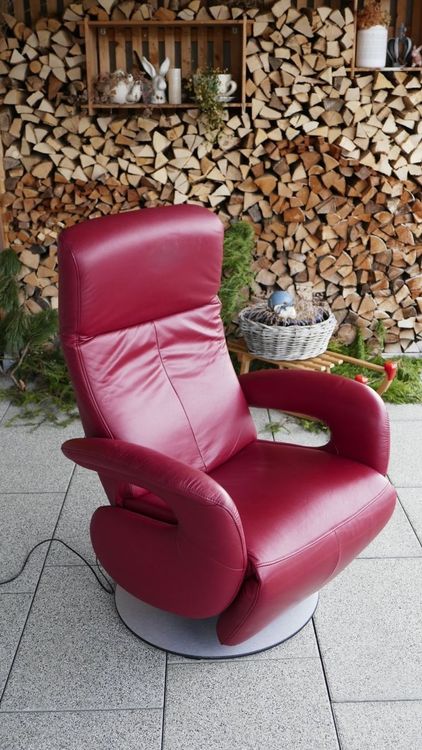 Sehr gut erhaltener HUKLA Liege-Sessel, Leder rot | Kaufen auf Ricardo