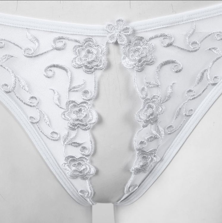 NEUER String ouvert uni weiss mit Spitze Gr. XS & S - 223039 (Neu ...