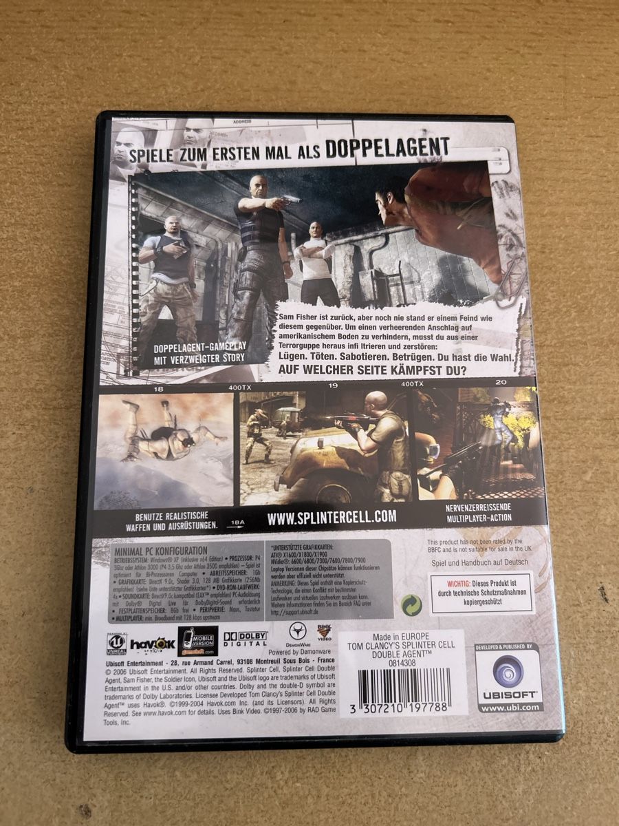 PC Spiel: Tom Clancy's Splinter Cell, double agent (Gebraucht) in ...