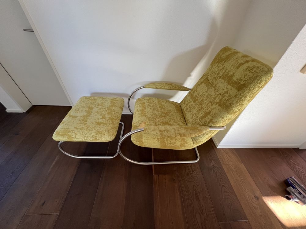 Freischwinger Designer Sessel mit Fusshocker, Retro Look | Kaufen auf ...