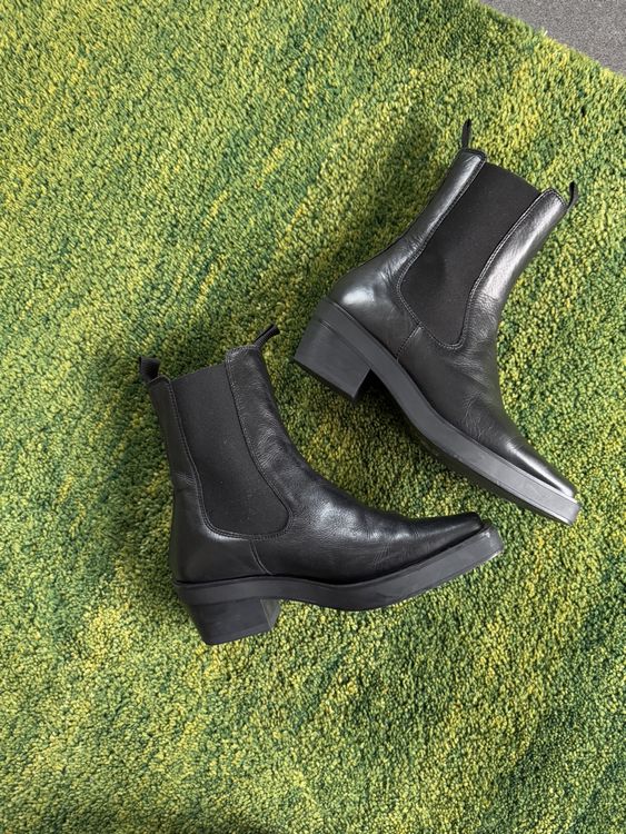 Cowboy Biker Black Leather Ankle Boots size 36 H&M Premium (Gebraucht ...