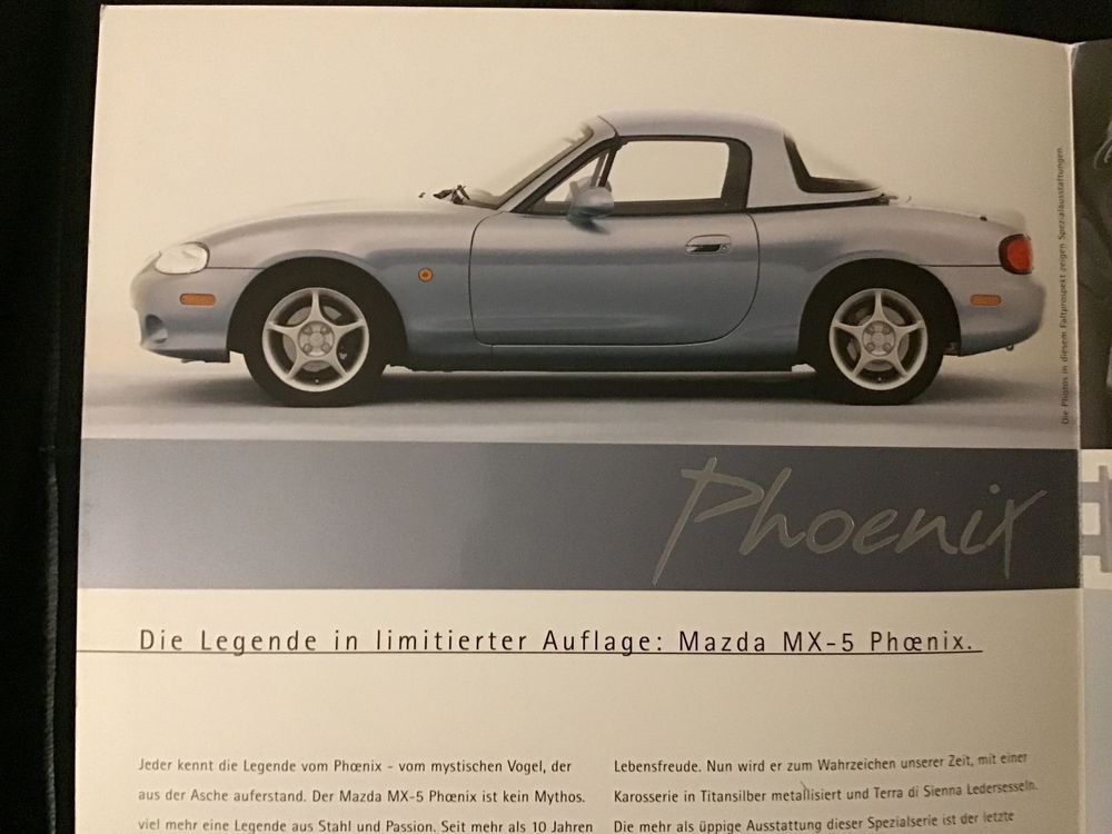 Mazda MX-5 Phoenix Verkaufsprospekt 6 Seiten ca. 2002 (Gebraucht) in ...