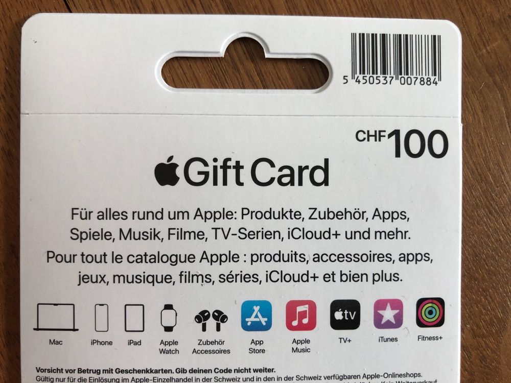 100 CHF App Store & iTunes Wertkarte & alles von Apple (Neu und originalverpackt) in ...