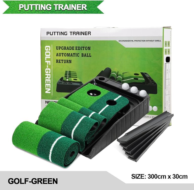 Golf Putting Matte 3 m mit Ballrückgabe inkl. 3 Bälle (Neu und ...