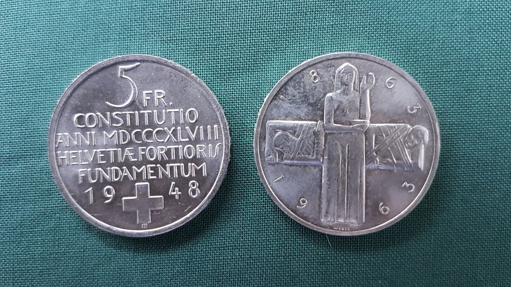 2x5 Franken Silber Gedenkmünzen 1948-1963 ab nur 1 Fr !!! (Gebraucht) in Camignolo für CHF 17 ...