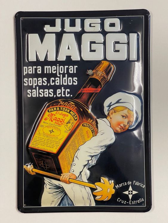 Blechschild, Werbeschild für JUGO MAGGI (Cruz-Estrella) (Gebraucht) in ...
