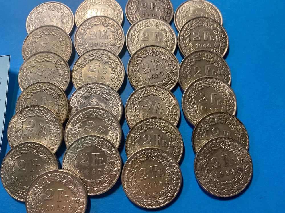 SUISSE : 25 X 2 FRANCS 1920 à 1967 - ARGENT (D'occasion) à genève pour ...