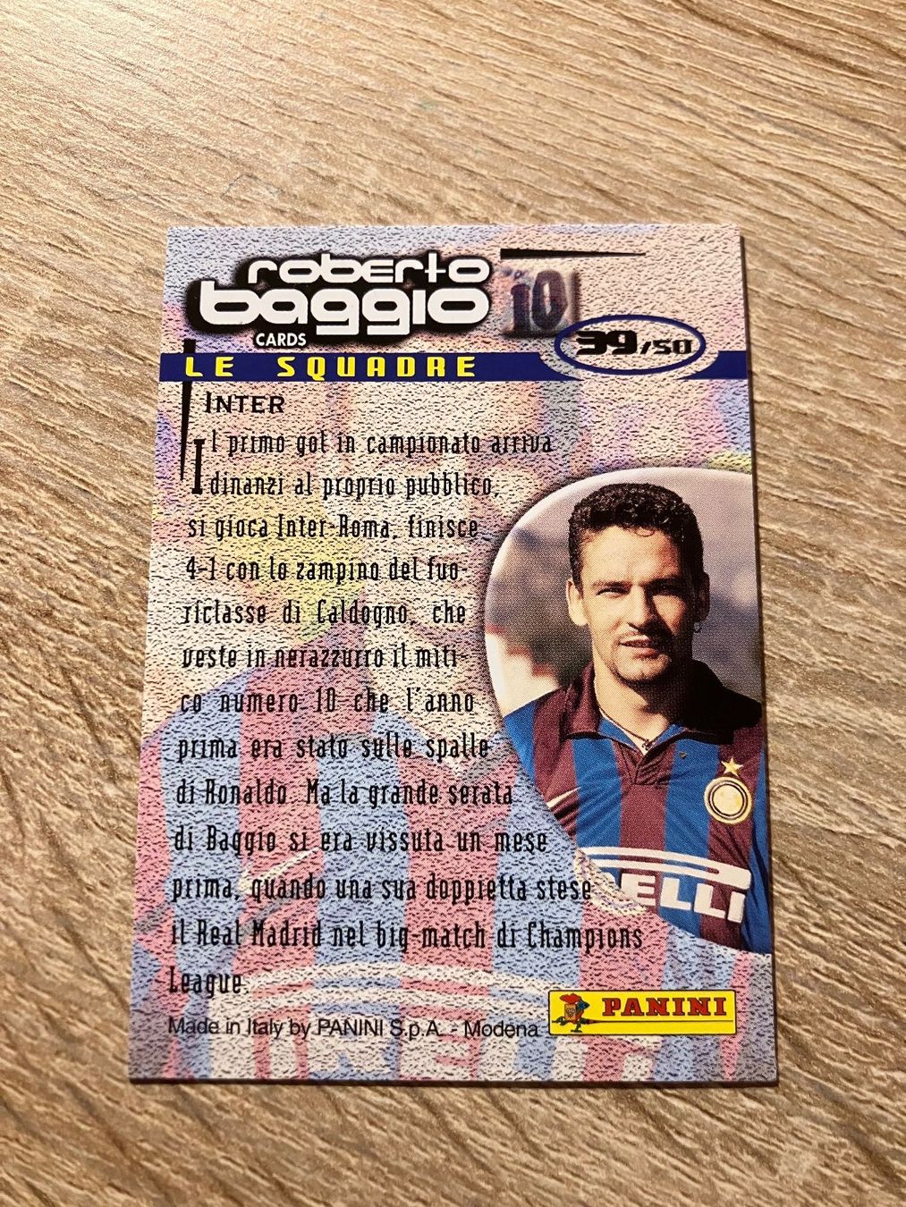 Panini Card Roberto Baggio 1999 Limited Edition FC Inter 39 (Neu ...