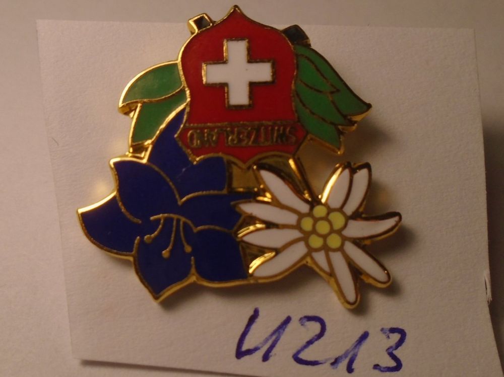 1 Schweiz Edelweiss, Enzian, Wappen Pin (U213) (Gebraucht) in Winterthur für CHF 1 – mit ...