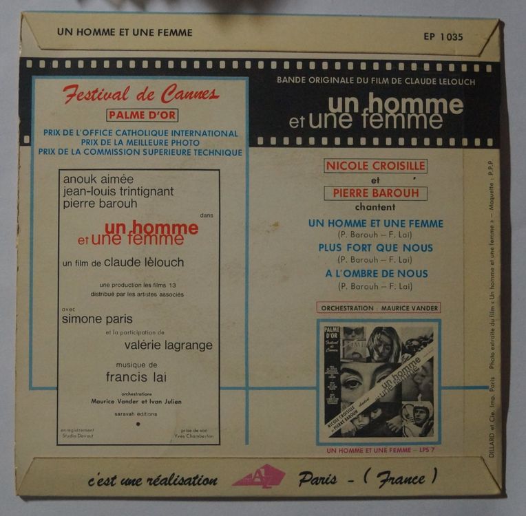 "Un Homme et Une Femme" Claude Lelouch EP 1966 Rare! 🎶🎞️ (Gebraucht) in ...