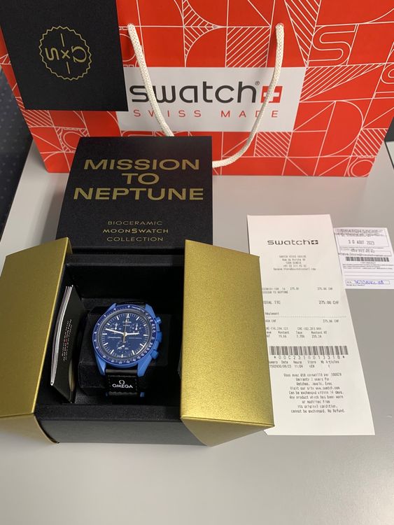 Omega x Swatch Mission To Neptune Moonshine Gold Moonswatch (Neu und originalverpackt) in Genève ...