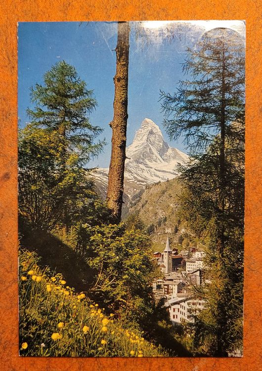 Matterhorn Postkarte Zermatt Schweiz Vintage Souvenir 1964 (Gebraucht ...