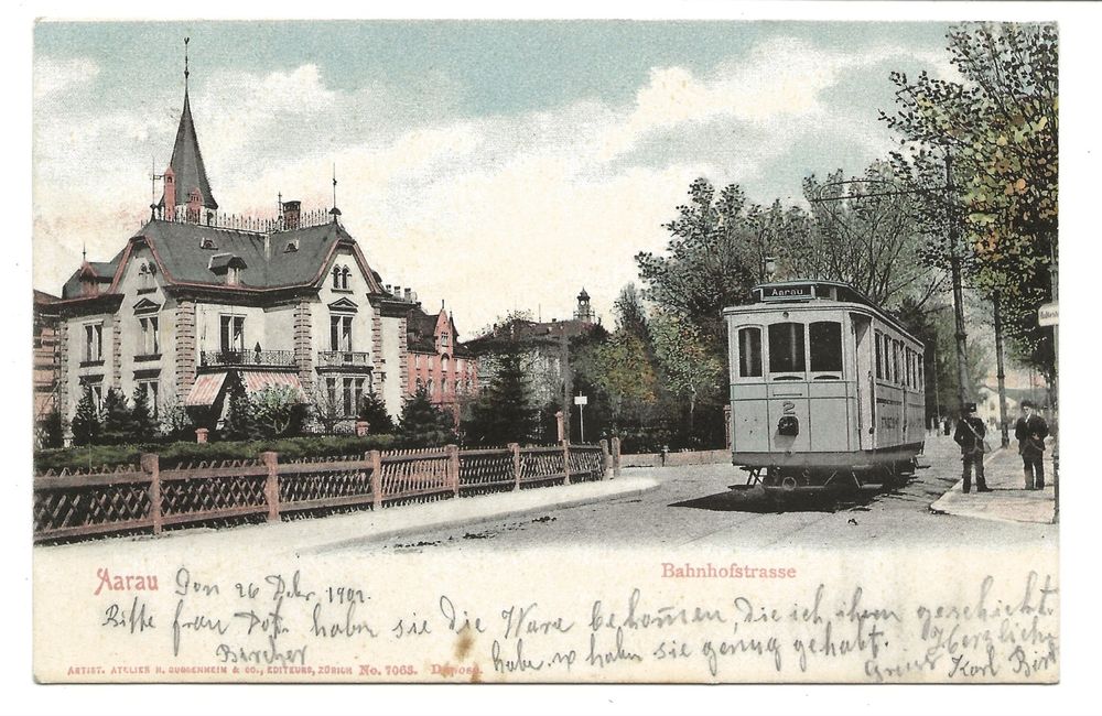 Aarau (AG) Bahnhofstrasse - Tram - 1902 - rare Topkarte ! (Gebraucht) in Engelburg für CHF 29.9 ...