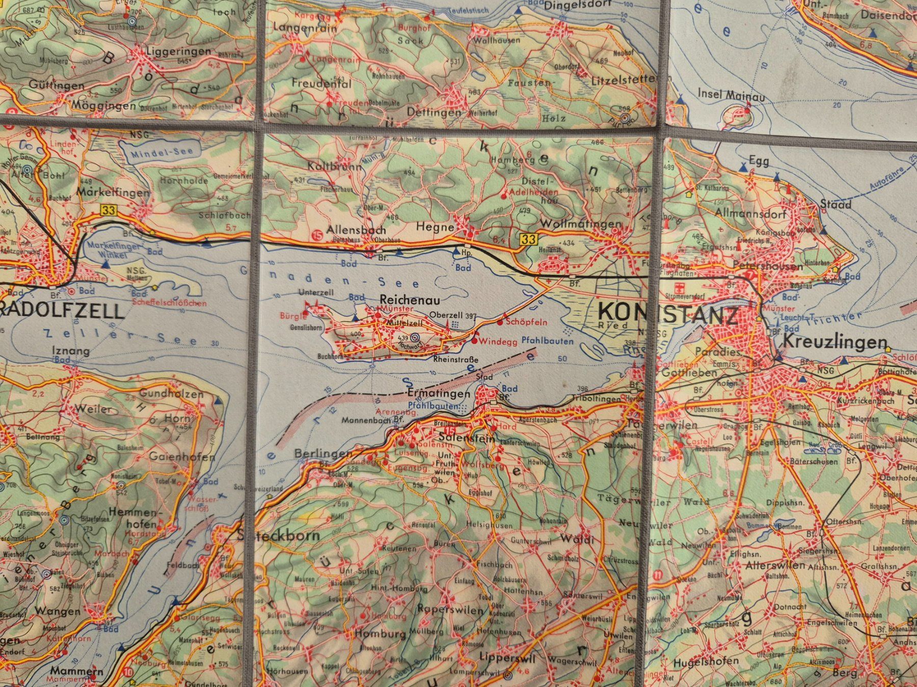 Alte Bodesee Karte auf Leine mit Seetiefen ca. 1950 (Gebraucht) in ...