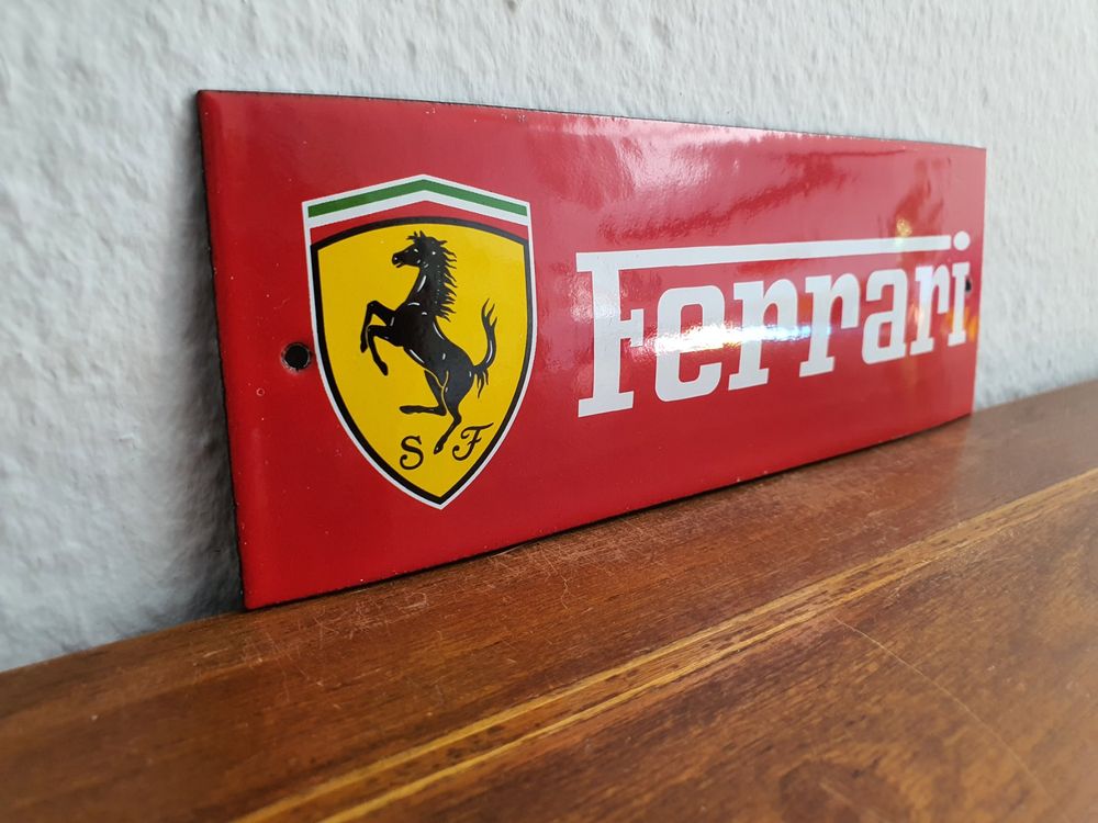 Emailschild Ferrari Italy Logo Emaille Schild Reklame Retro (Neu ...