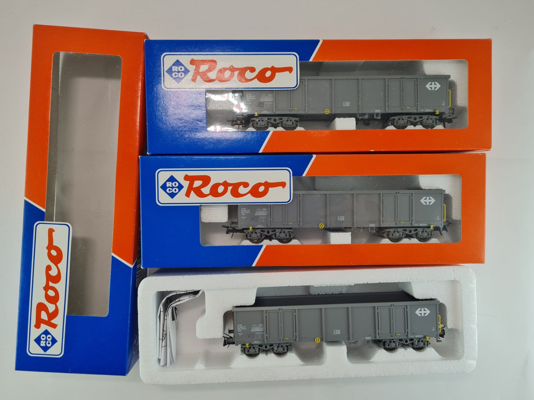 ROCO 47206 Güterwagen grau SBB 3er Set H0 1:87 (Neu (gemäss ...