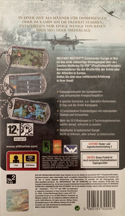 Military Hostory Commander Europe at War - SONY PSP (Gebraucht) in ...