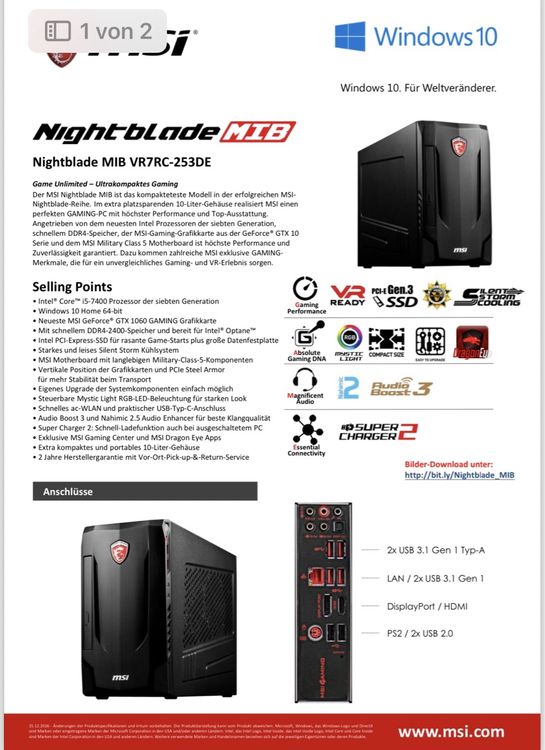 MSI Nightblade MIB VR7RC (Gebraucht) in Rüti ZH für CHF 299 – nur ...