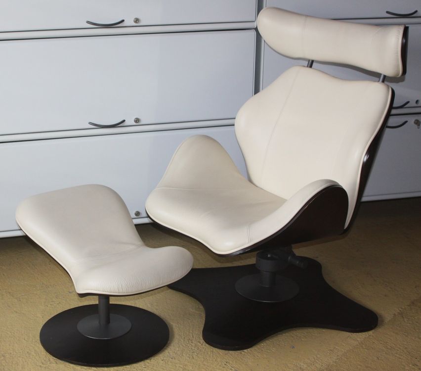 Varier Stokke Tok Relaxstuhl Leder creme gelb Holz Nussbaum | Kaufen auf Ricardo