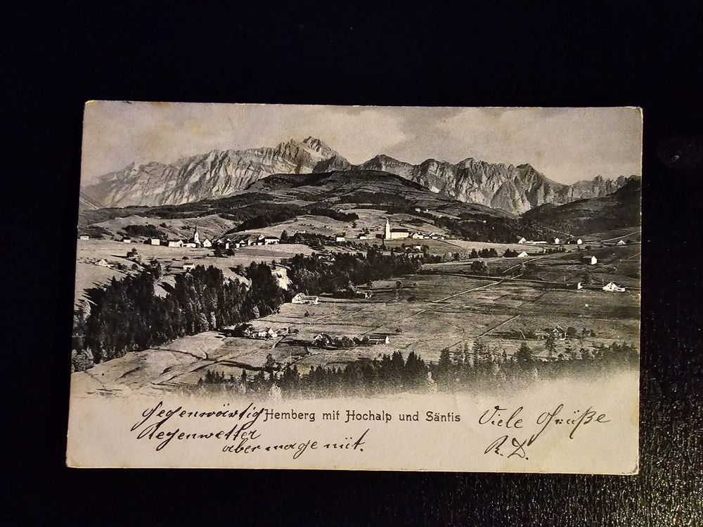 PK Postkarte von Hemberg mit Hochalpen und Säntis (Gebraucht) in Dallenwil für CHF 5 – mit ...