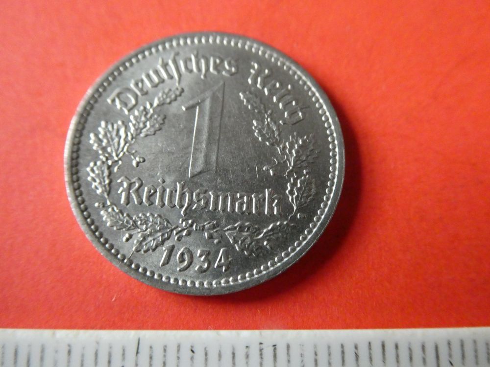 Dt. Reich 1934 E, 1 Reichsmark (Gebraucht) in Hinterforst für CHF 2 – mit Lieferung auf Ricardo ...