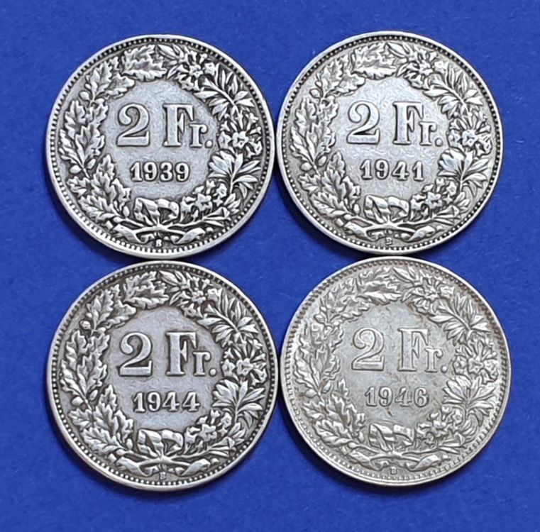 2 Franken 1939,1941,1944,1946 "Silber" (Gebraucht) in Uttigen für CHF 16 – mit Lieferung auf ...