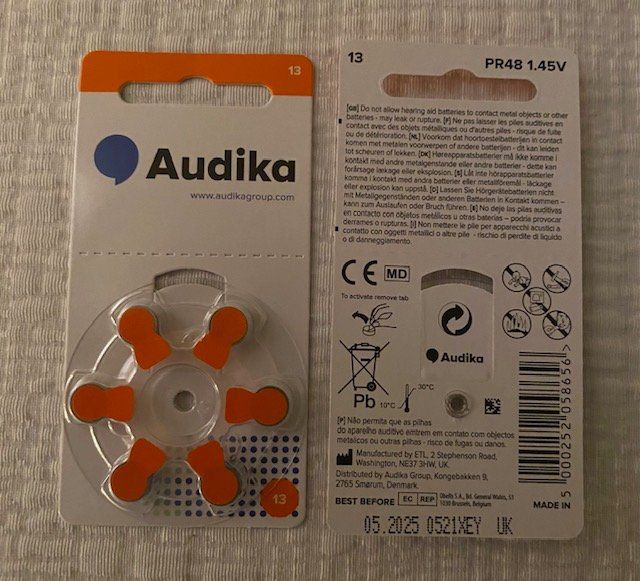 7 Pack Audika p 13 Hörgerätebatterien orange, Grösse 13 | Kaufen auf ...