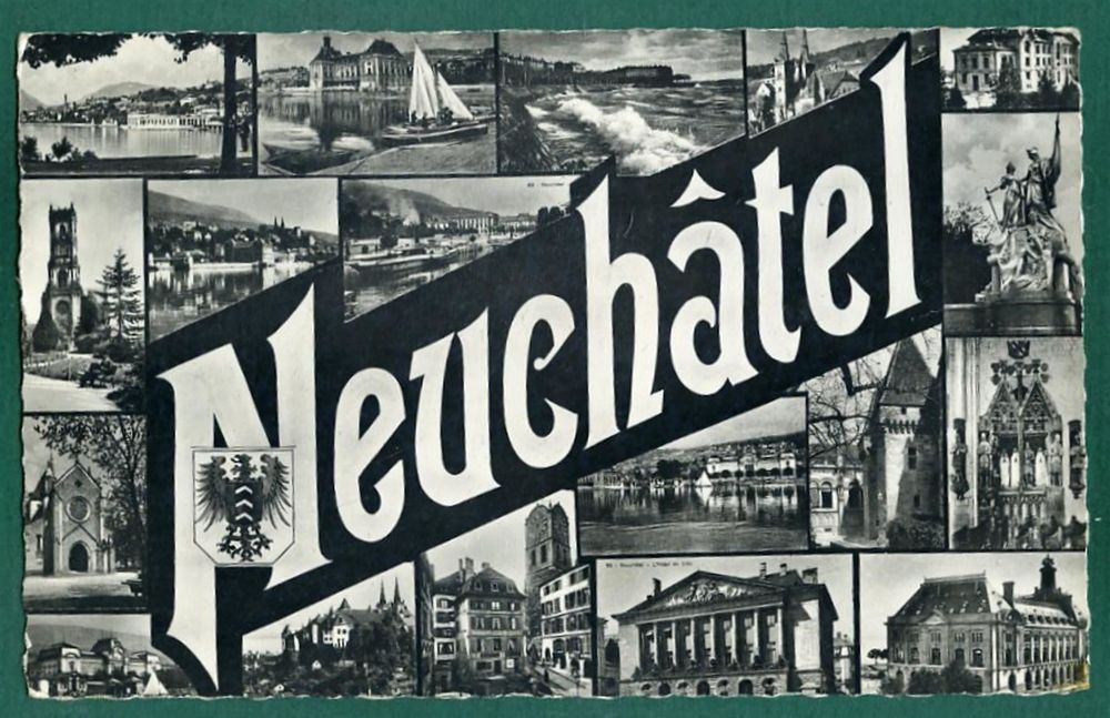 Neuchâtel, Mehrbilderkarte, Stempel nicht lesbar (Gebraucht) in Sargans für CHF 1 – mit ...
