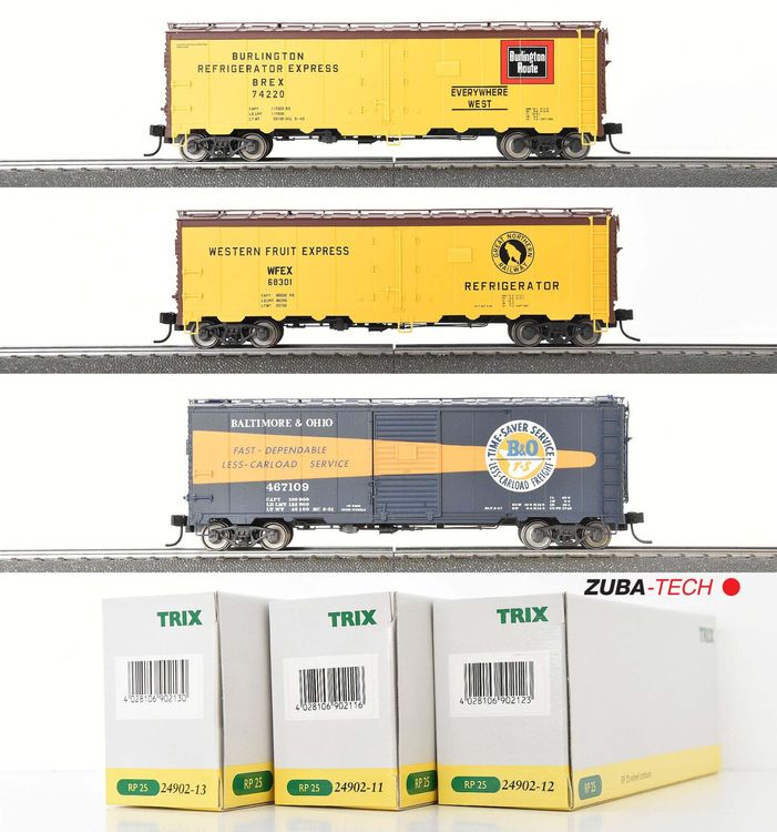 Trix 3x US-Güterwagen der BR/GN/BO H0 WS mit OVP (Gebraucht) in St ...