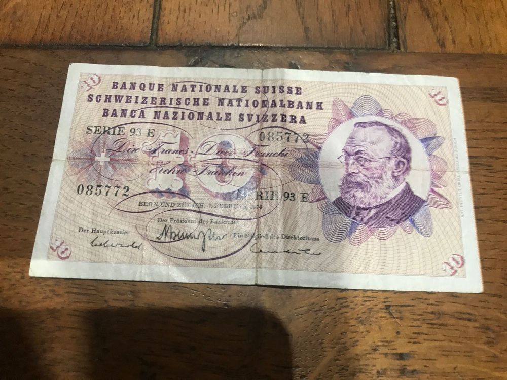 Billet suisse 10fr 7.02 1974 banknoten (Gebraucht) in für CHF 7 – mit ...