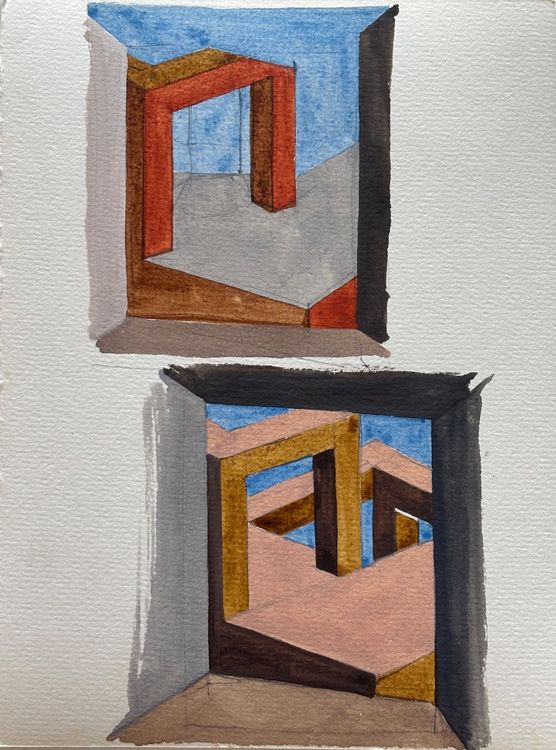 Hans-Peter von Ah, Aquarell, Formen, Bau, Abstrakt, Nachlass (Gebraucht ...