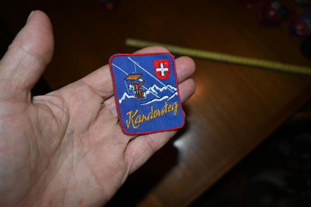 VINTAGE Badge KANDERSTEG nos ST. GALLER STICKEREI luftseilba (Gebraucht ...