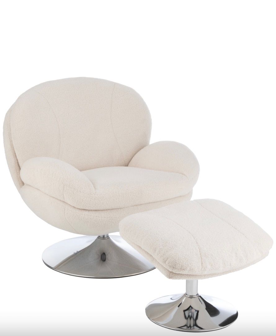 LIVINGSTYLES ☺️Relax Sessel mit Hocker, Bouclé-Optik 🏡🌿🌳 (Neu und ...