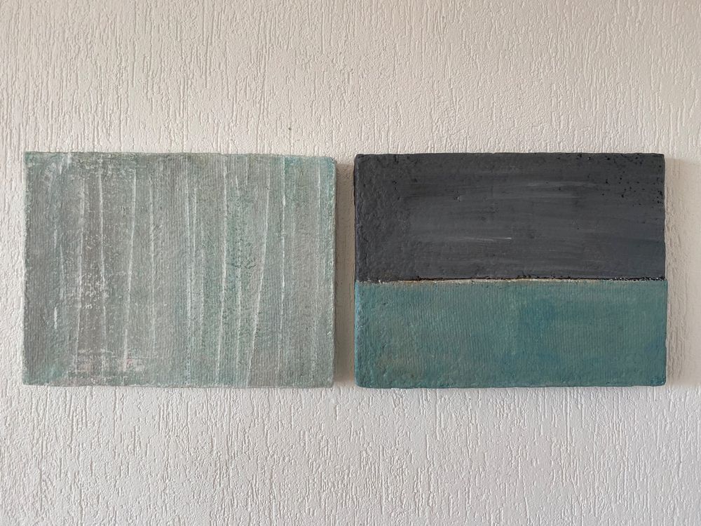 Bild modern grau grün mint Unikat 30x40 Papierkunst | Kaufen auf Ricardo