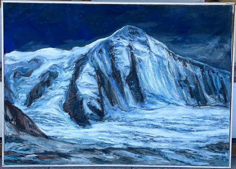 Josef Knecht (1913-?) Grosse Winter-Berglandschaft Gemälde (Gebraucht ...