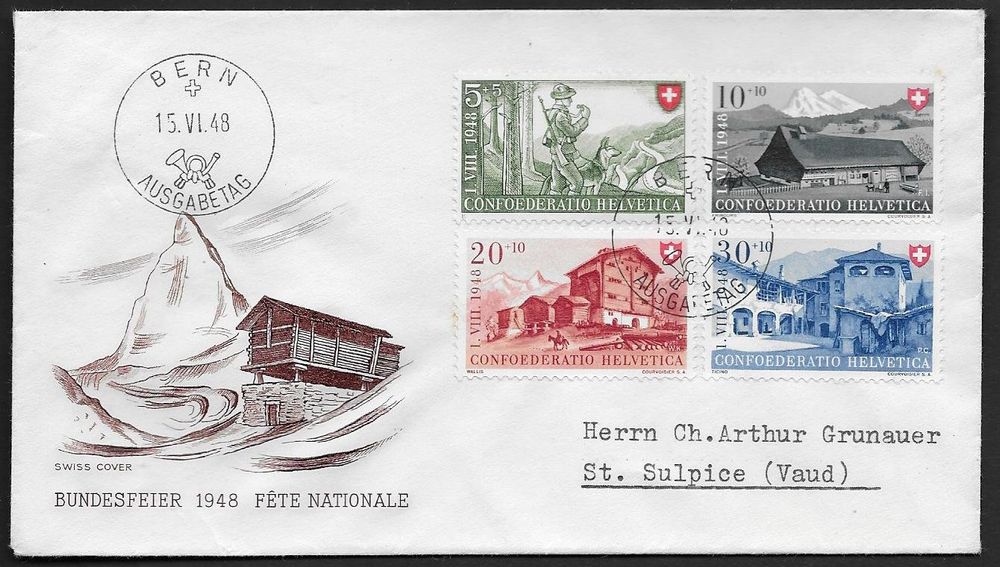 1948 FDC illust. BERN AUSGABETAG BF-Serie B38-41 TOP ab 1.- | Kaufen auf Ricardo
