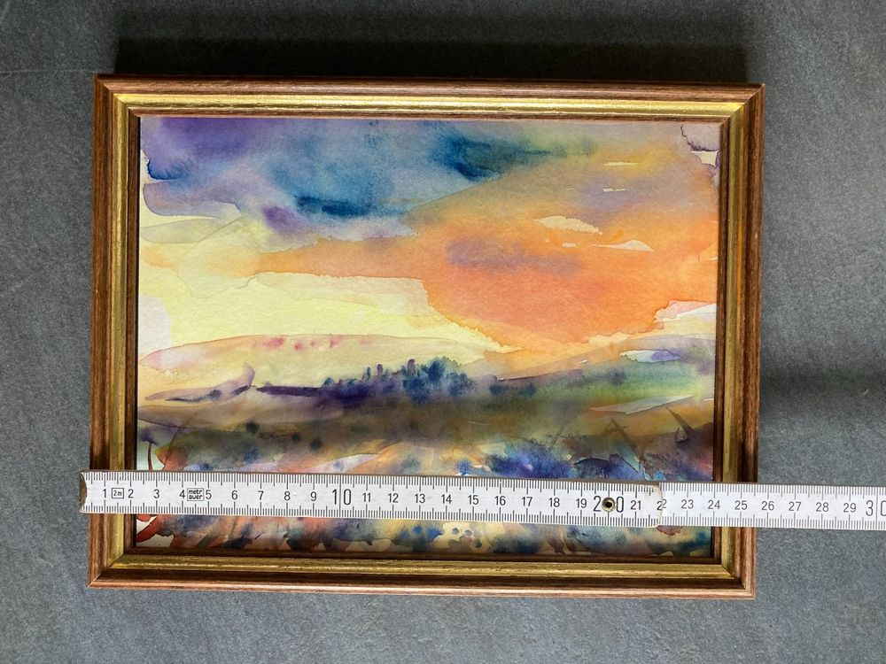 kleines Gemälde Aquarell Abendstimmung nicht signiert | Kaufen auf Ricardo