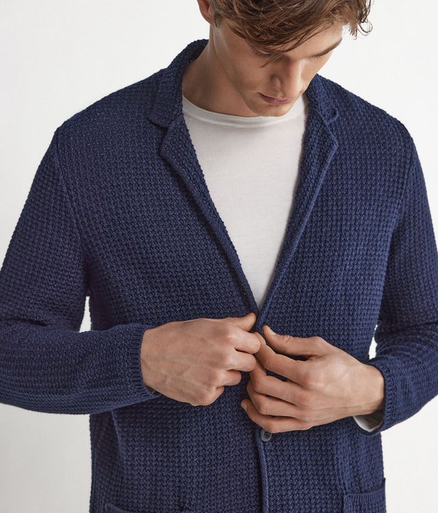 Falconeri cotton knit blazer jacket navy blue L 50 348 (Gebraucht) in ...