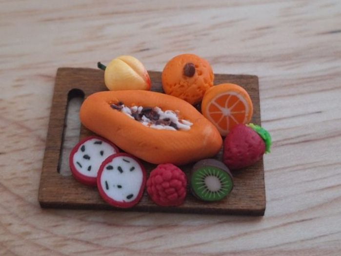 Handmade Früchte Tablett, Papaya, Orangen, Drachenfrucht... (Neu ...